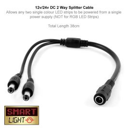 2 Way DC Splitter Cable for Single Colour LED Strips