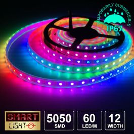 60 LED/M 12V SMD 5050 RGB LED Strip IP67 (White PCB)